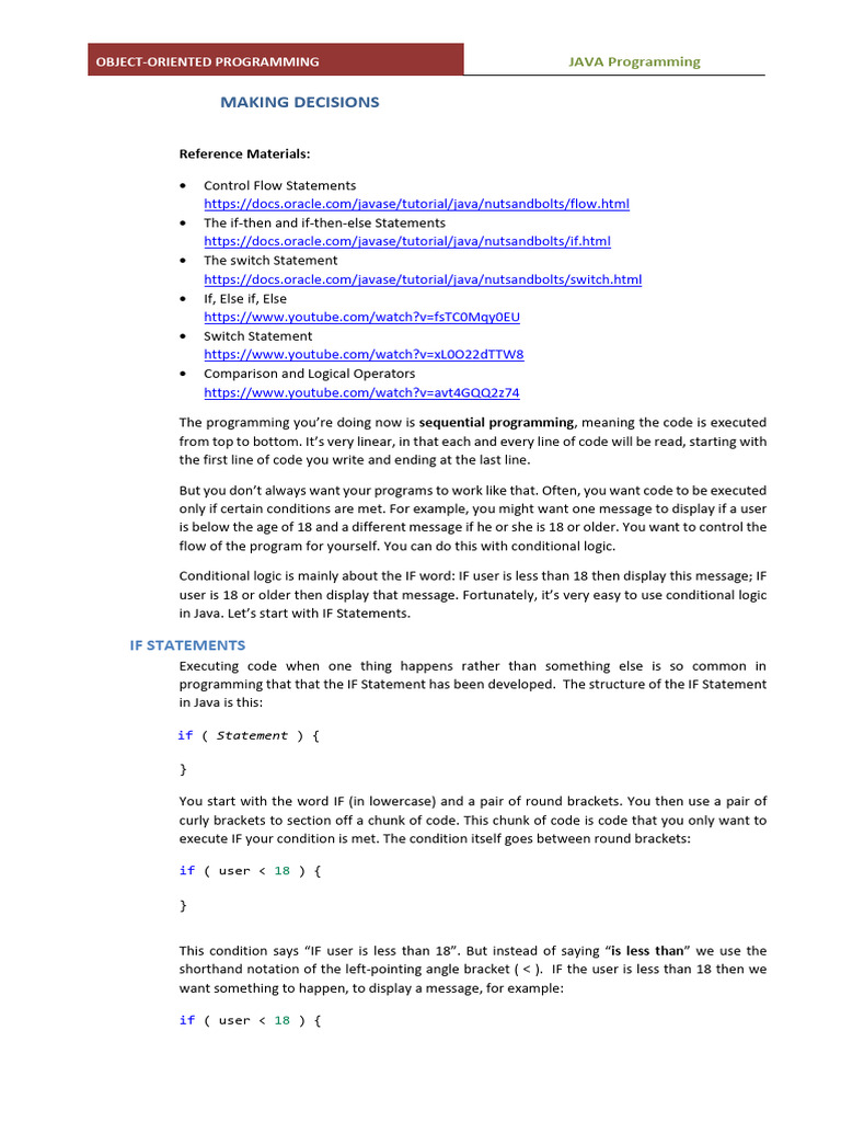 CPPROG2 - Lesson 5 Making Decisions | PDF | Computing | Software Engineering