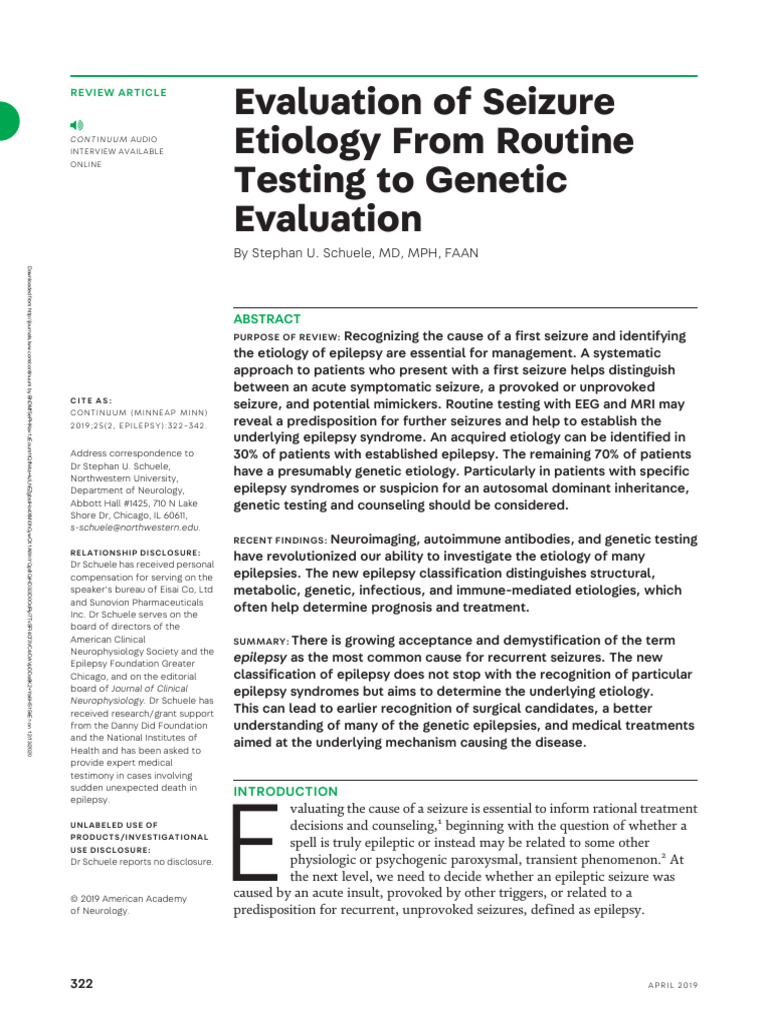 Evaluation of Seizure Etiology From Routine Testing To Genetic ...