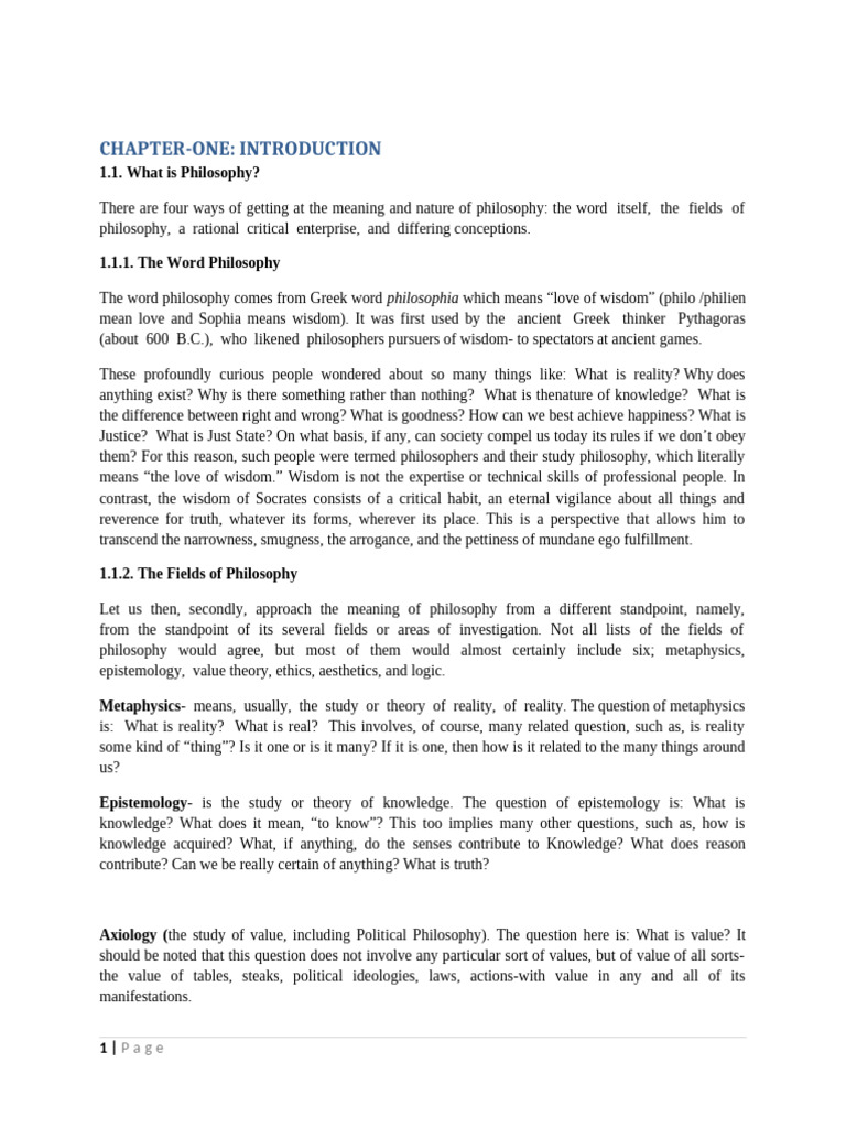 Handout of Introduction To Philosophy Final | PDF | Idealism | Idea