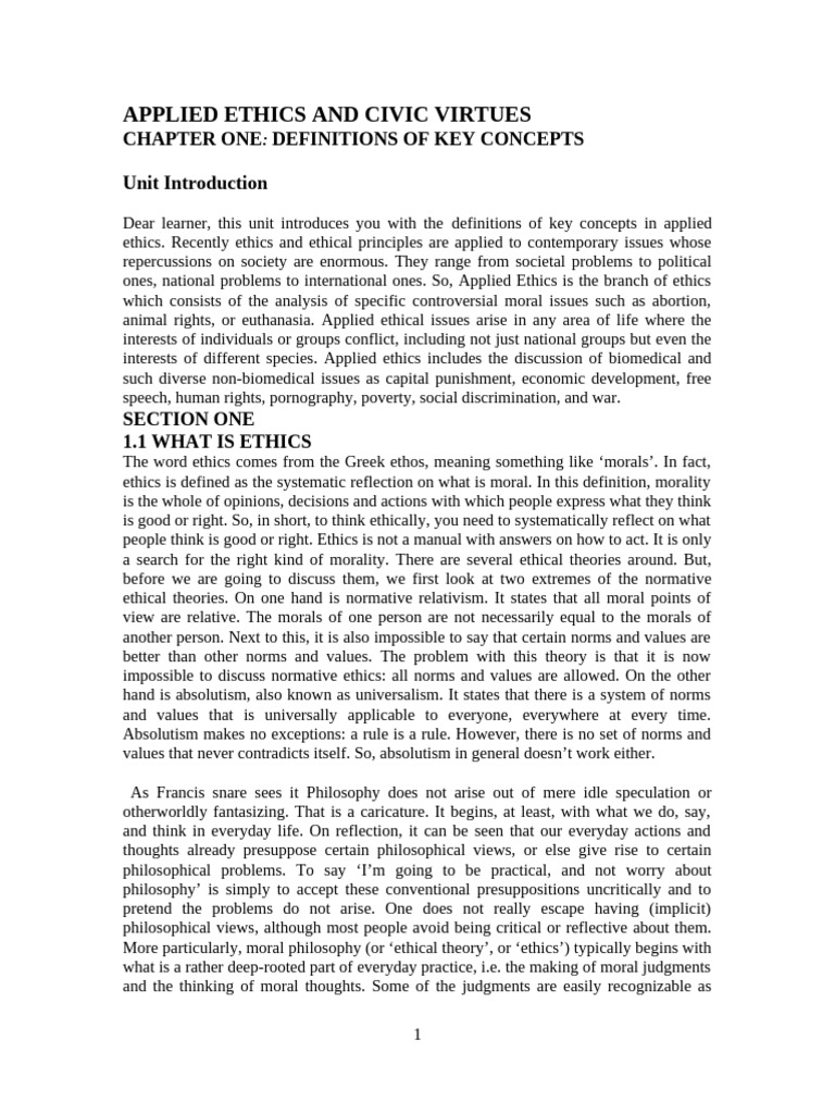 Applied Ethics | PDF | Morality | Bioethics