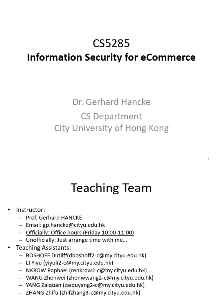 CS5285: Info Security for eCommerce | PDF | Information Security | Security