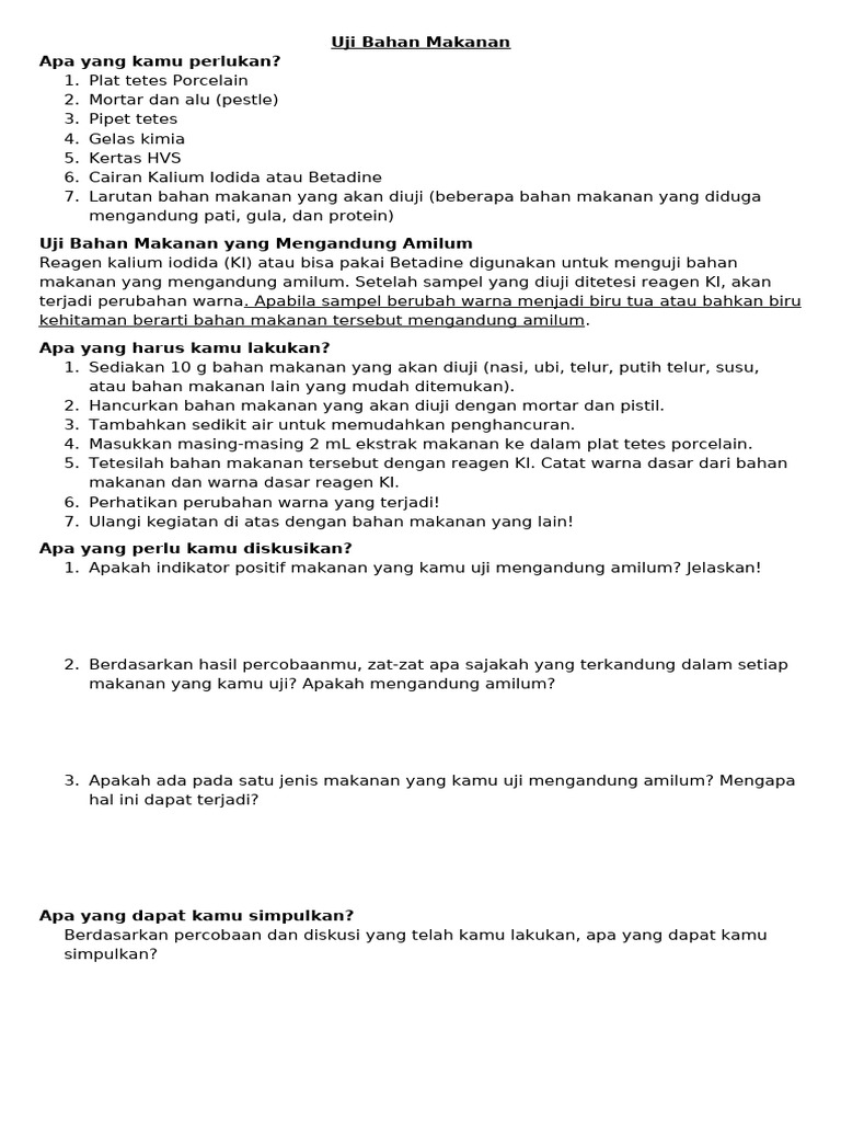 Uji Bahan Makanan | PDF