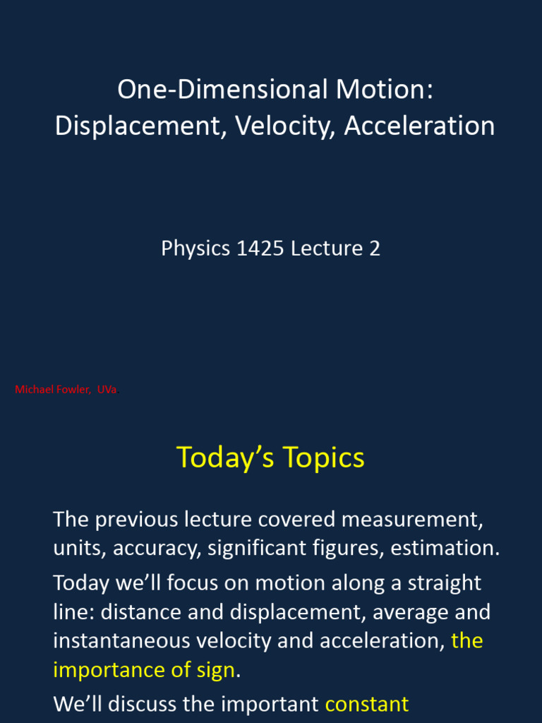 10_1425_web_Lec_02_Kinematics | PDF | Acceleration | Velocity