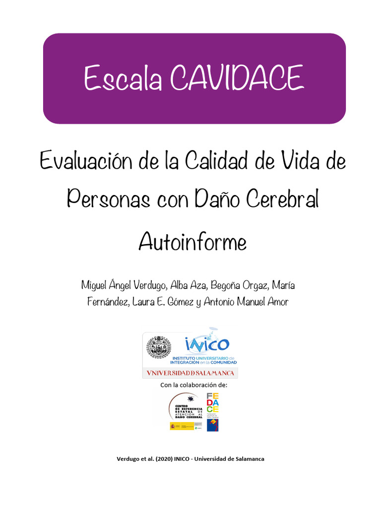Escala CAVIDACE Autoinforme | PDF
