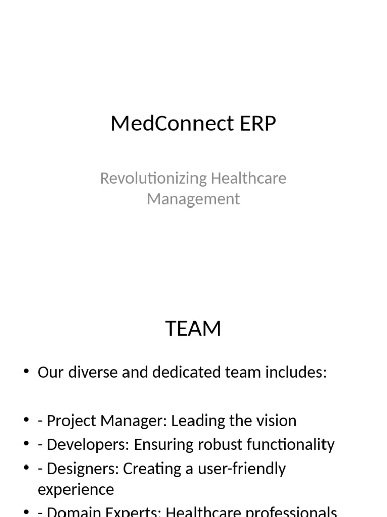 MedConnect ERP Presentation Fixed | PDF