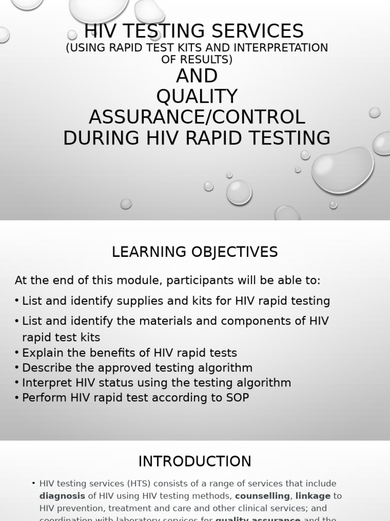 HIV Rapid Testing & Quality Control | PDF | Hiv/Aids | Diagnosis Of Hiv ...