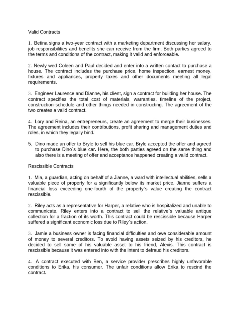 Types of Valid and Invalid Contracts | PDF | Common Law | Business Law