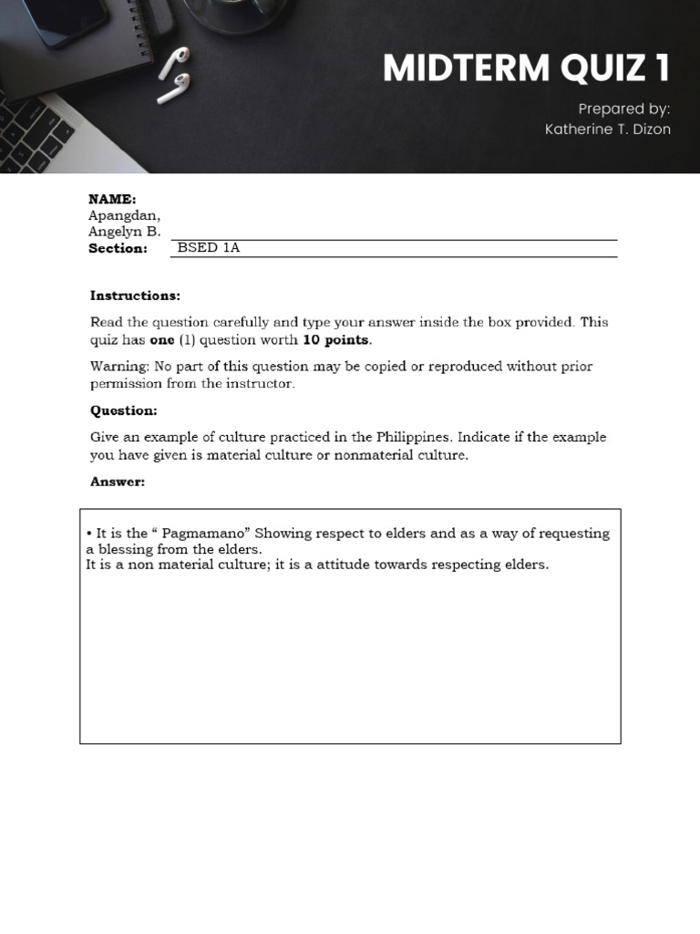 (Template) Midterm Quiz 1 | PDF