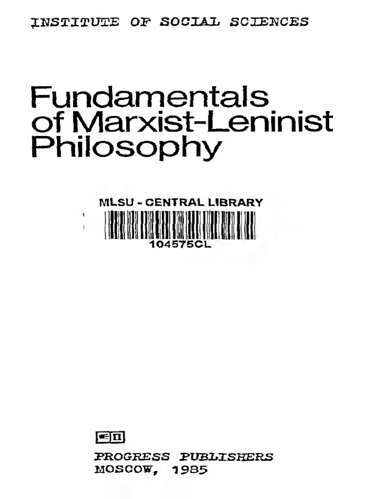 Fundamentals of Marxist-Leninist Philosophy (Progress, 1985) | PDF ...