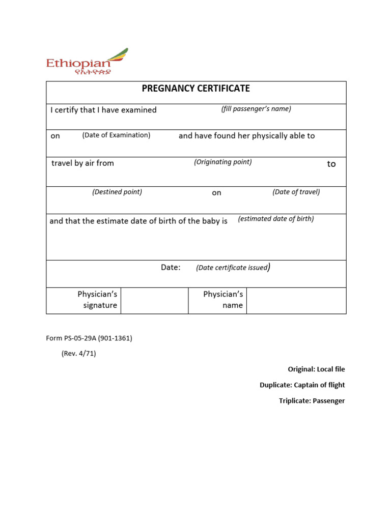 Pregnancy Certificate Fillable | PDF