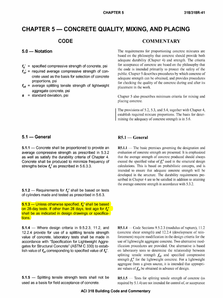 Pages From ACI 318-99 Bldg. Code Requirements For Structural Concrete | PDF | Concrete | Materials