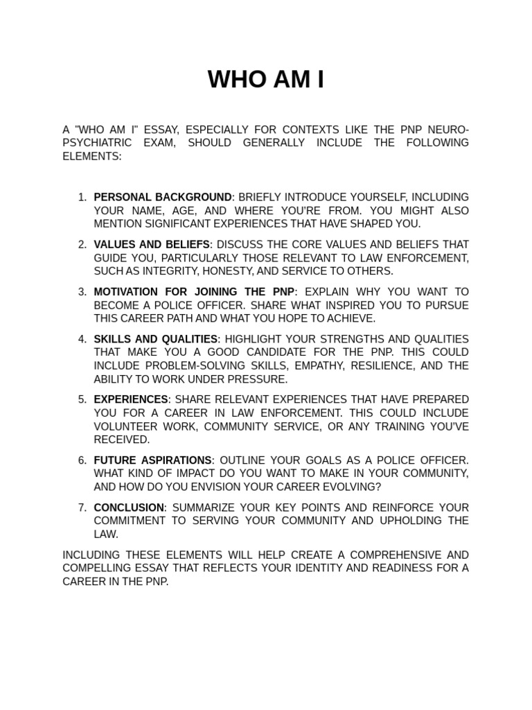 What To Write in Who Am I Essay | PDF