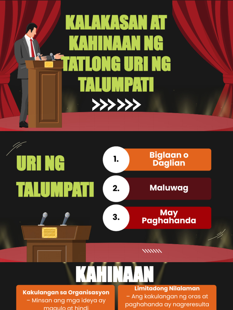 Kalakasan at Kahinaan ng Tatlong Uri ng Talumpati | PDF Kalakasan at Kahinaan ng Tatlong Uri ng Talumpati | PDF