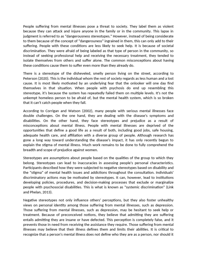 Clinical Psychology Dangerousness Stereotype | PDF | Mental Disorder ...