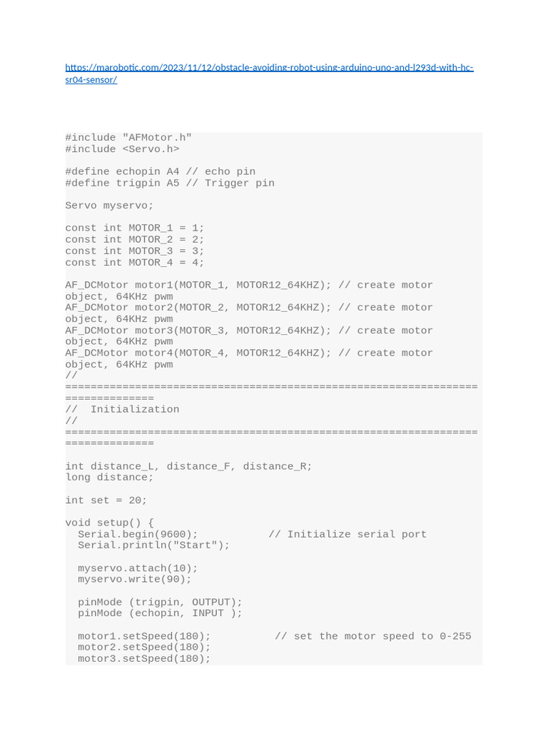 CODE Robot Detect Obstacle | PDF | Computer Programming | Computer Engineering