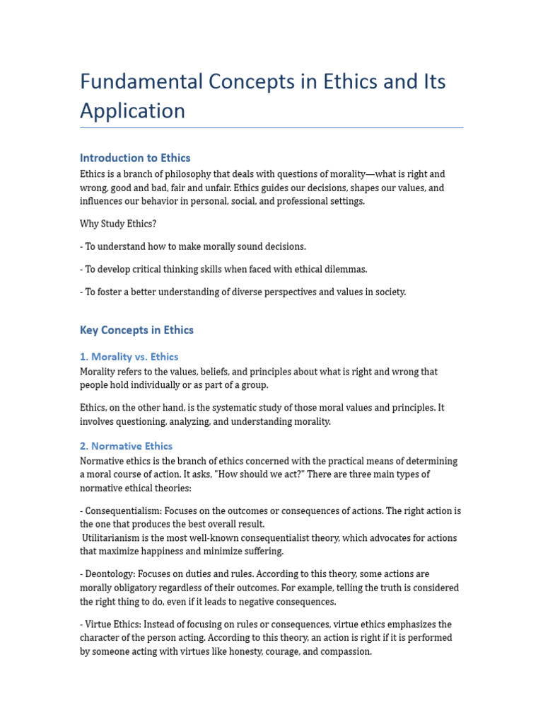 01-Fundamental Concepts in Ethics and Application | PDF | Morality | Applied Philosophy