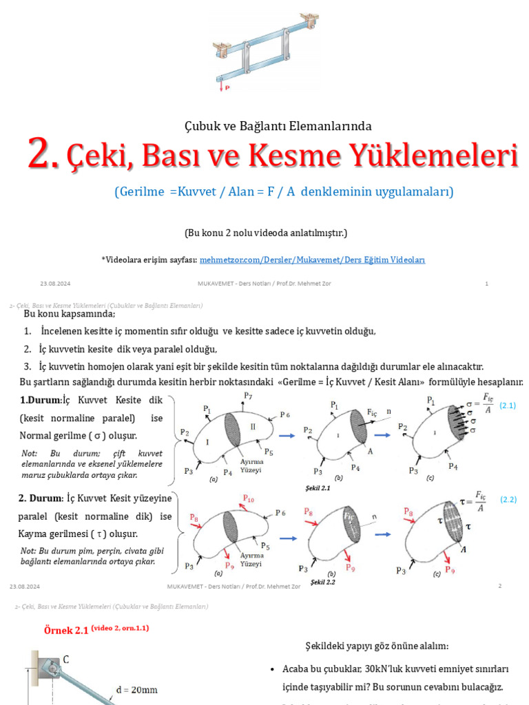 2-Çeki Basi Ve Kesme Yuklemeleri (Baglanti Elemanlari) | PDF