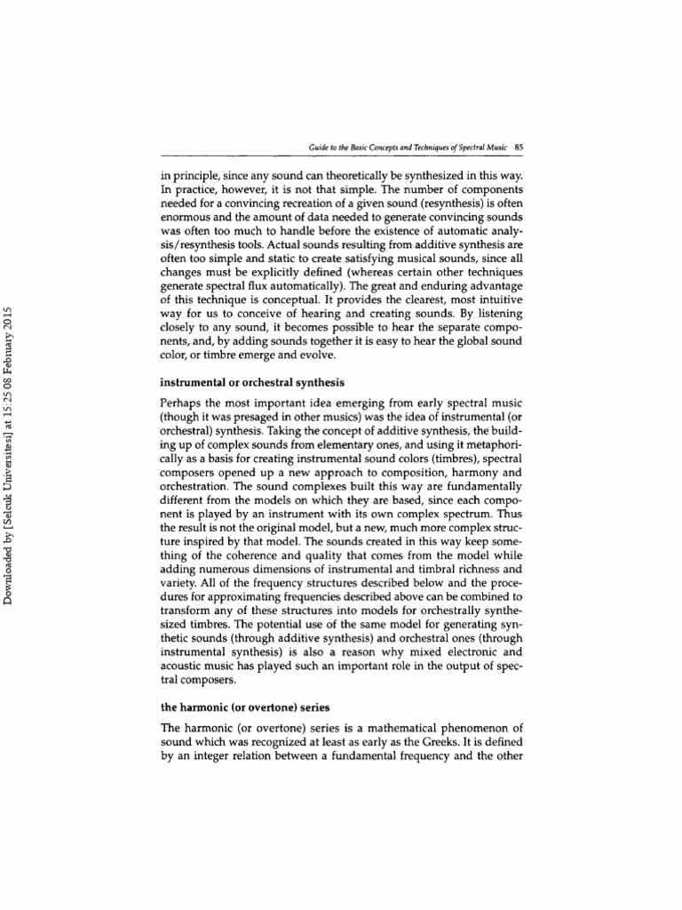 Guide To The Basic Concepts and Techniques of Spectral Music Joshua ...