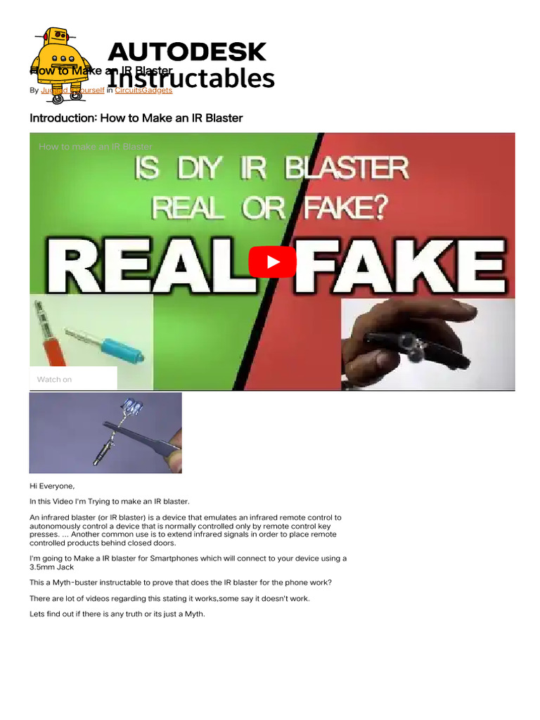 DIY IR Blaster for Smartphones | PDF | Anode | Electronics