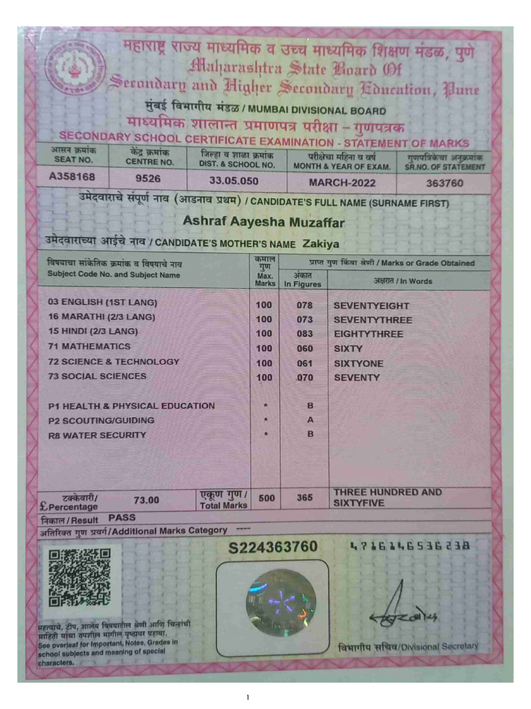 A Ayesha Ashraf 10 Th | PDF