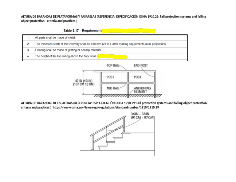 Altura de Barandas de Plataformas y Pasarelas | PDF