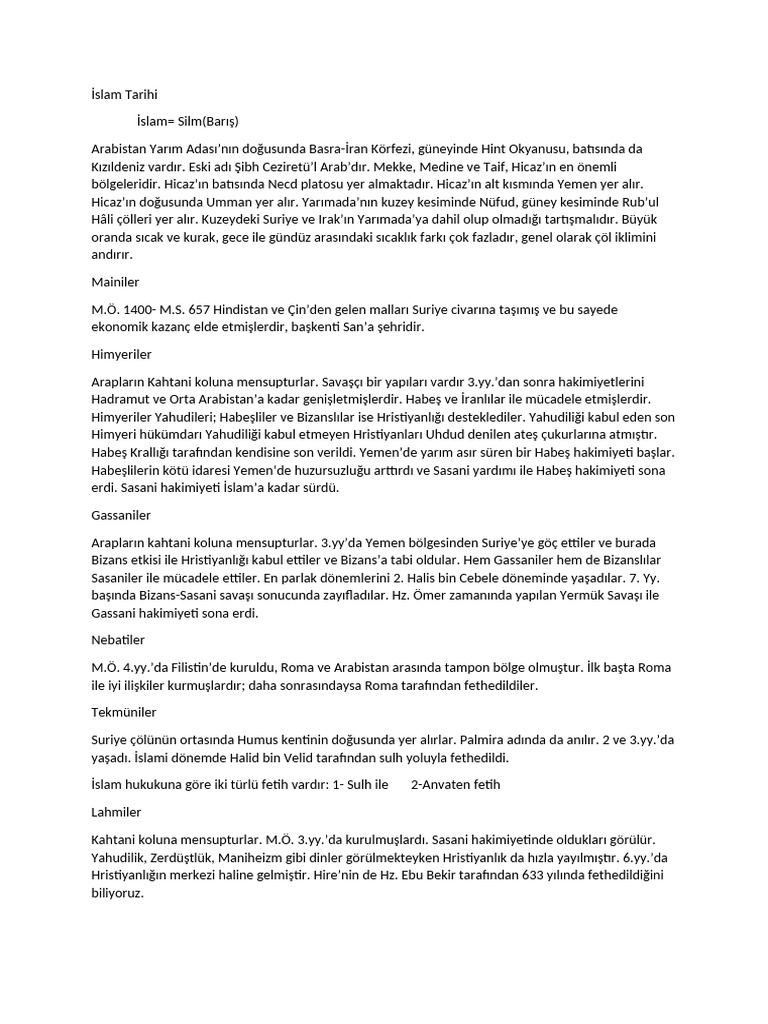 İslam Tarihi Dersi | PDF