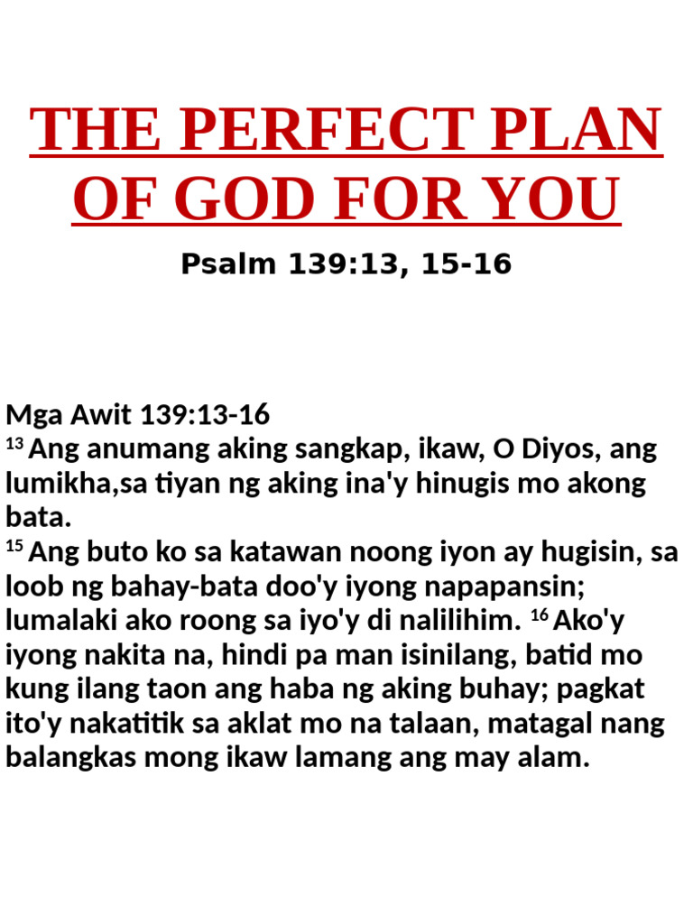The Perfect Plan of God For You | PDF