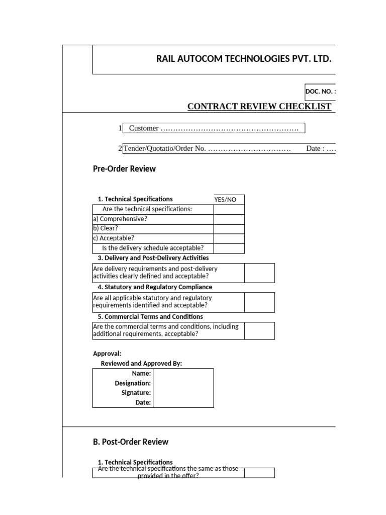 Contract Review Checklist | PDF