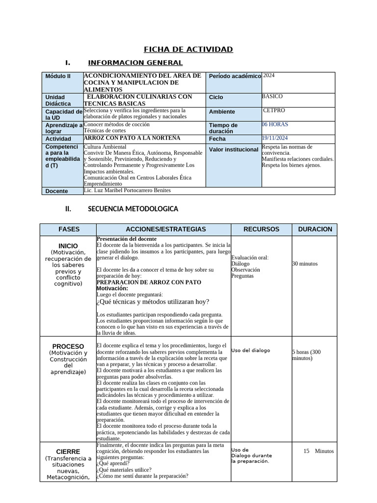 2024 Faa202 Ud1 m1 a Area de Cocina Cetpro Ugel Talara | PDF ...