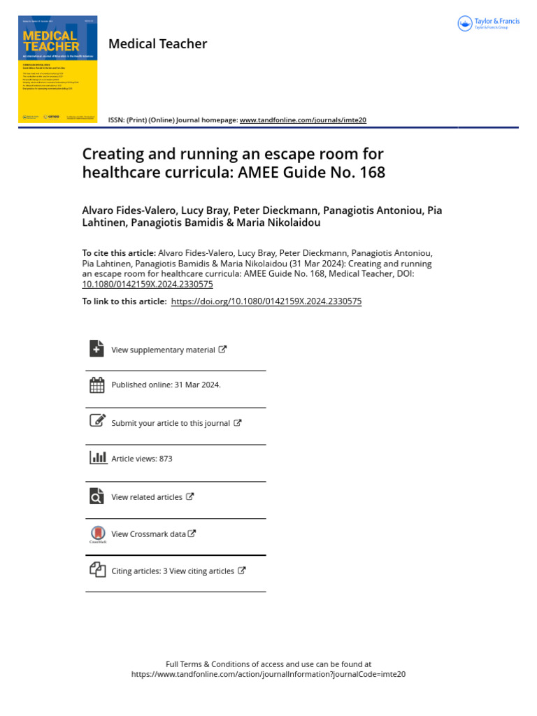 Designing Healthcare Escape Rooms | PDF | Learning | Curriculum