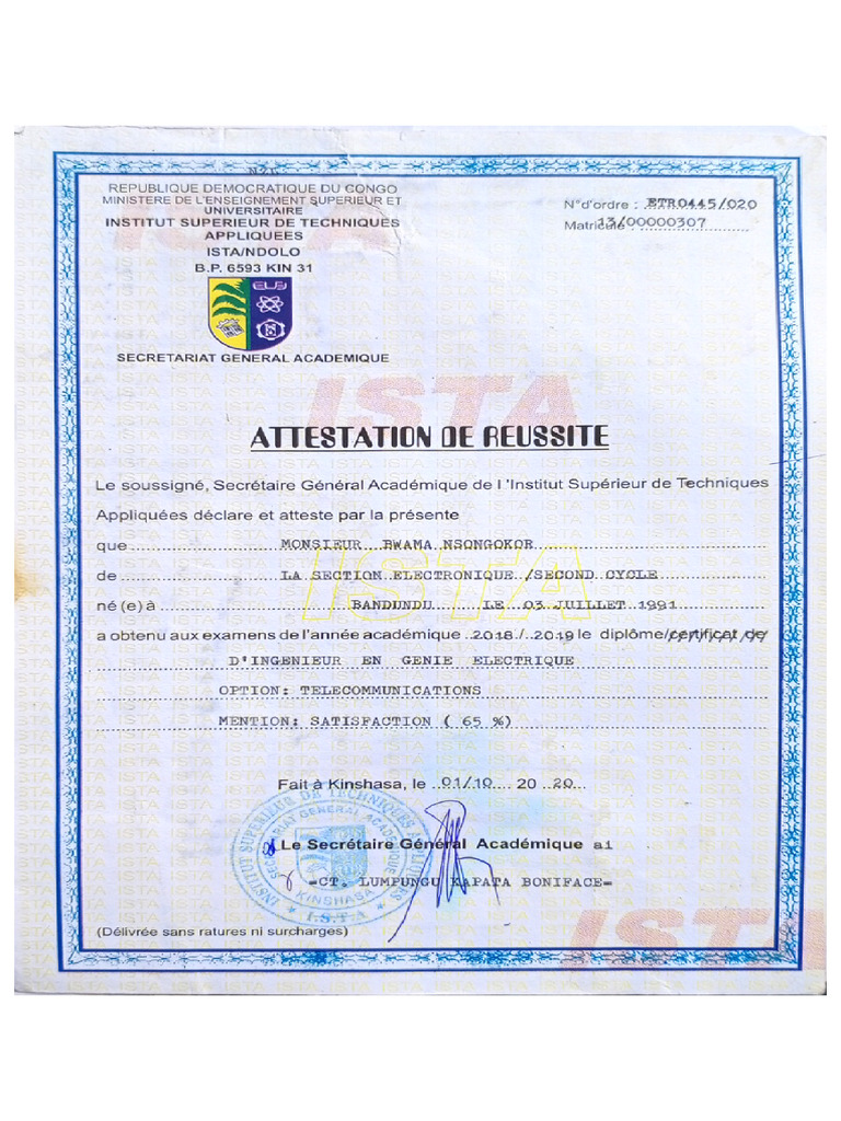 L2 Attestation de Réussite | PDF