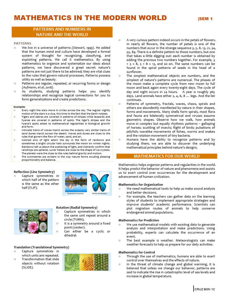 MODMATH - lecture | PDF | Pattern | Symmetry