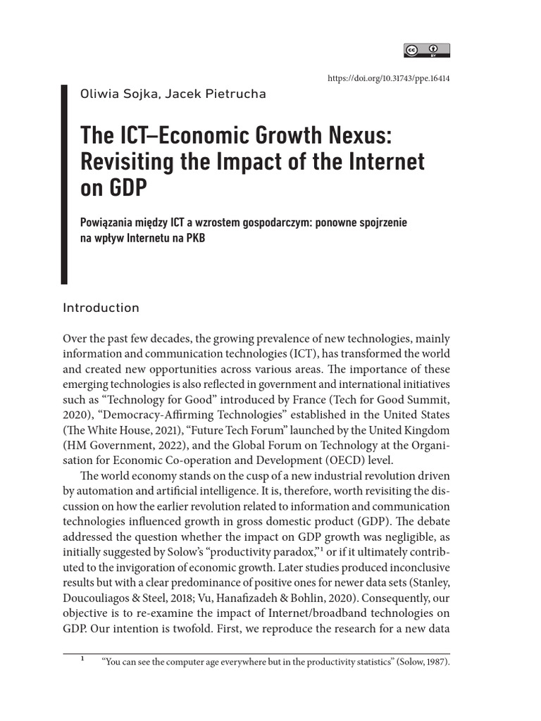The ICT-Economic Growth Nexus: Revisiting The Impact of The Internet On ...