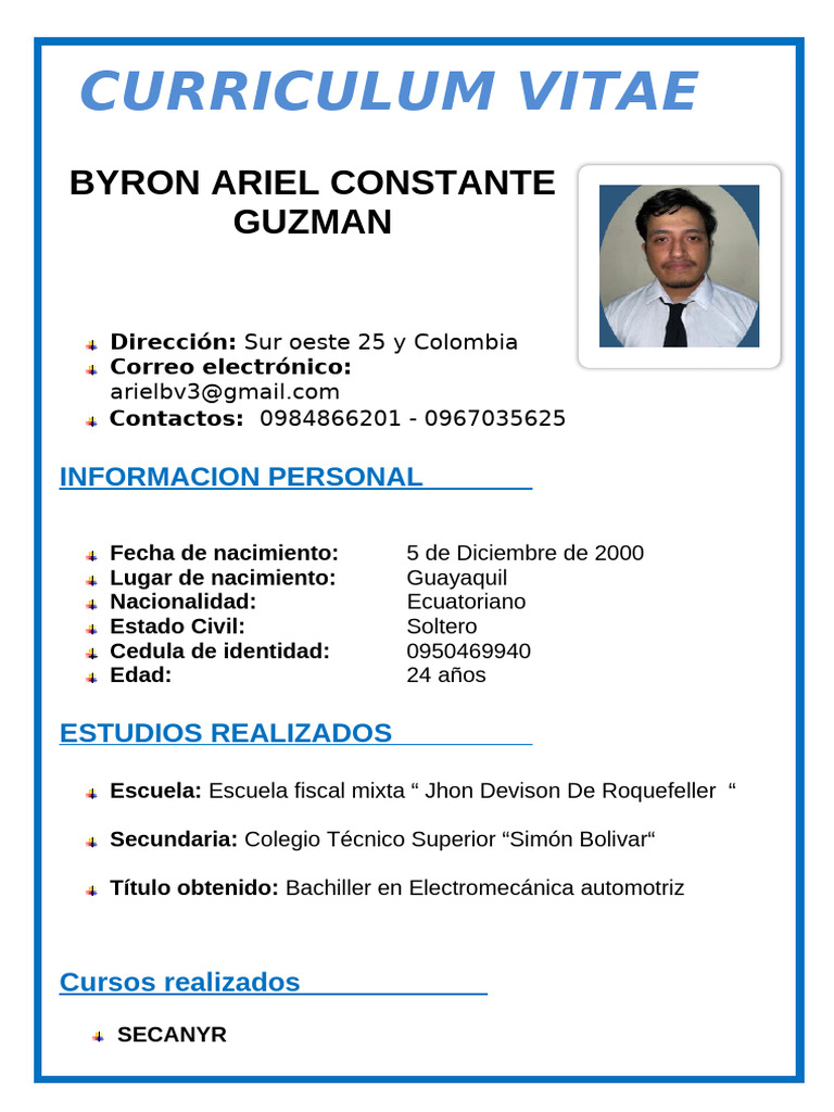 CV de Byron A. Constante Guzmán | PDF