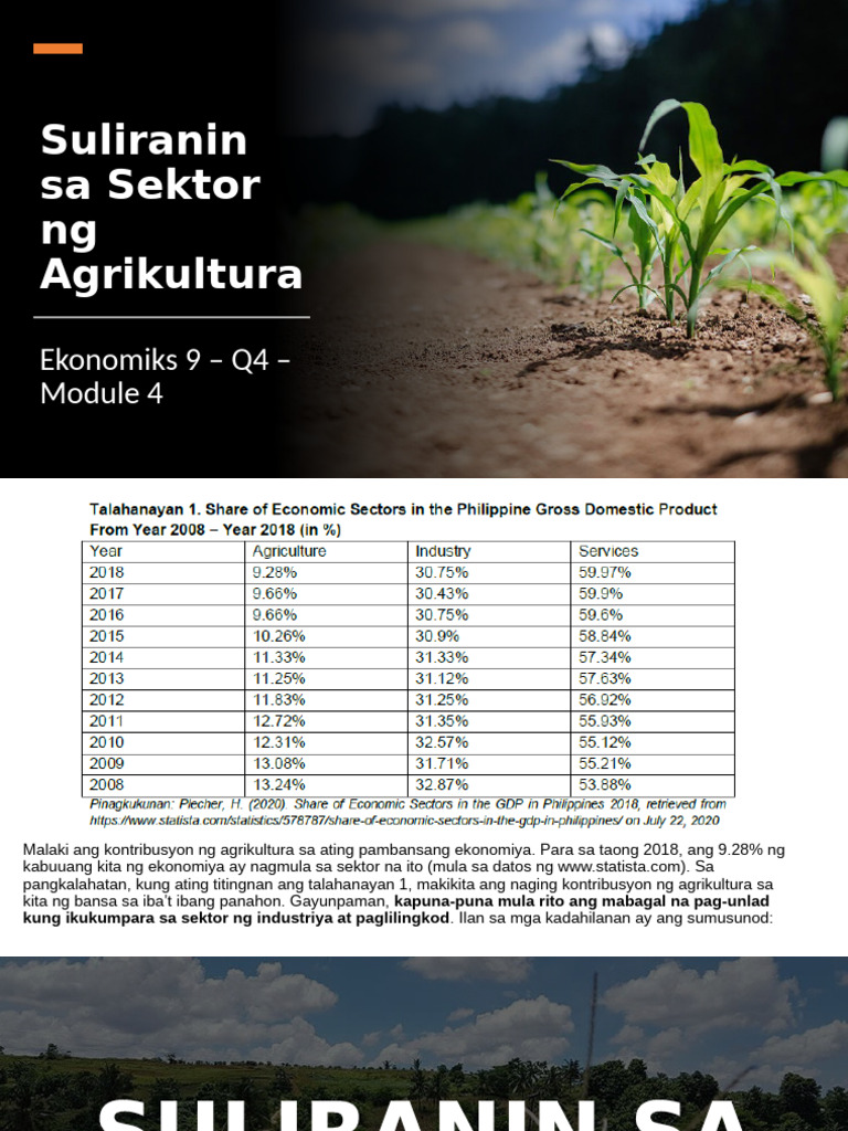 Module 4 - Suliranin sa Sektor ng Agrikultura | PDF
