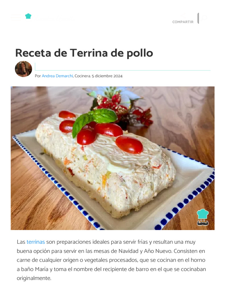 Receta de Terrina de Pollo Bicolor | PDF | Salsa | Alimentos