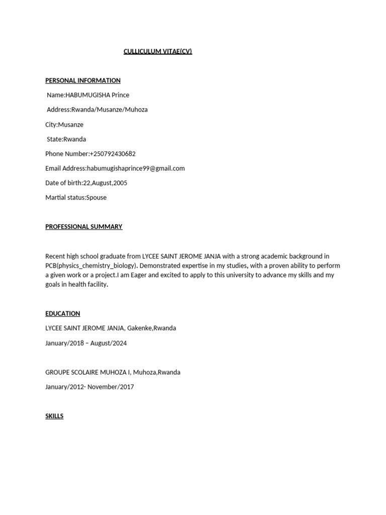 A CURRICULUM VITAE DEMO | PDF