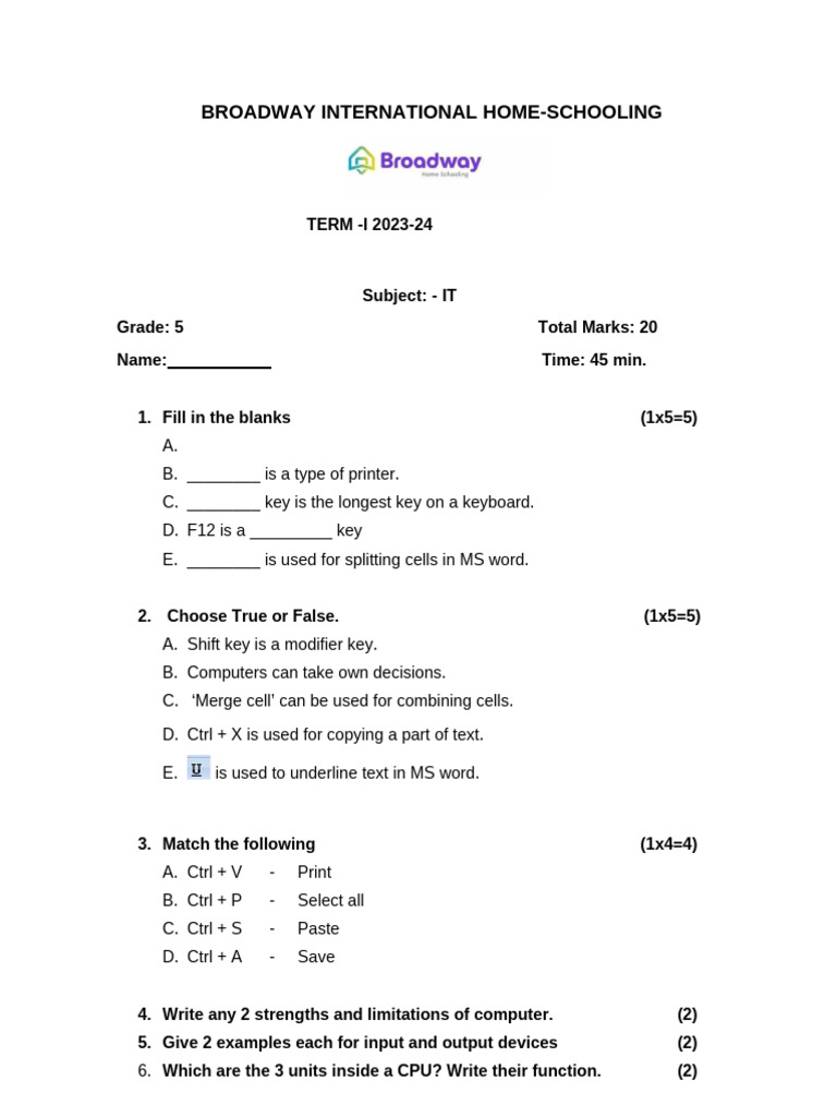 Grade 5IT Term1 | PDF