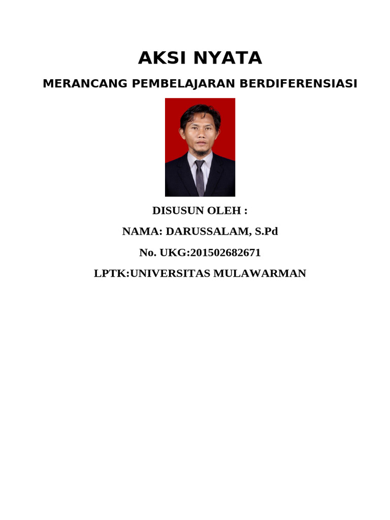 Aksi Nyata PMM Merancang Pembelajaran Berdiferensiasi (PPG Modul 1) | PDF