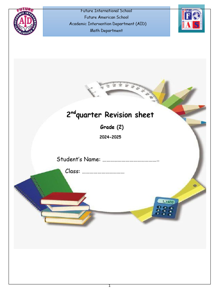 Grade 2 Revision Sheet(Model Answer) 2 | PDF | Applied Mathematics ...