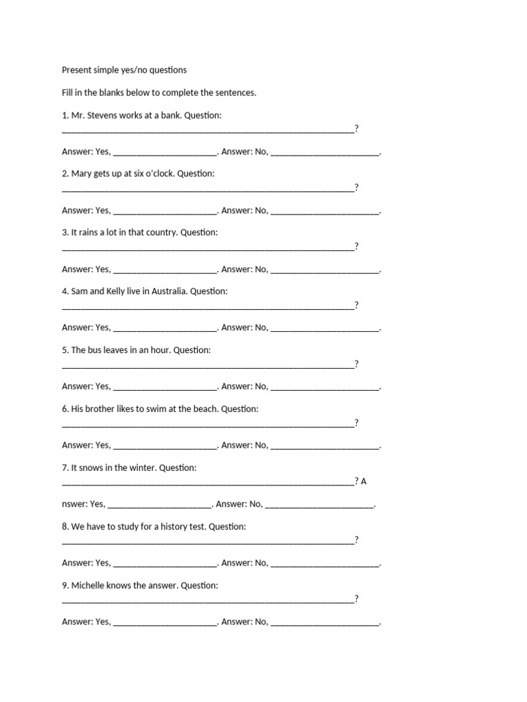 L-1 Present Simple Quesitons | PDF