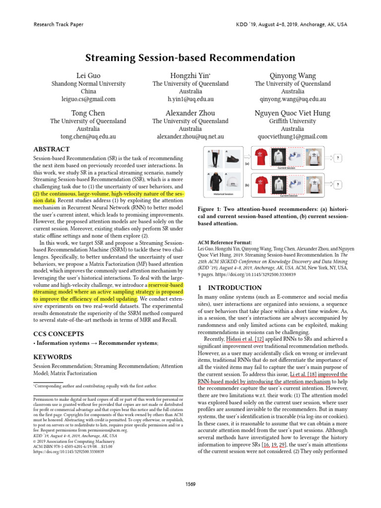 Streaming Session-Based Recommendation | PDF | Applied Mathematics | Cognition