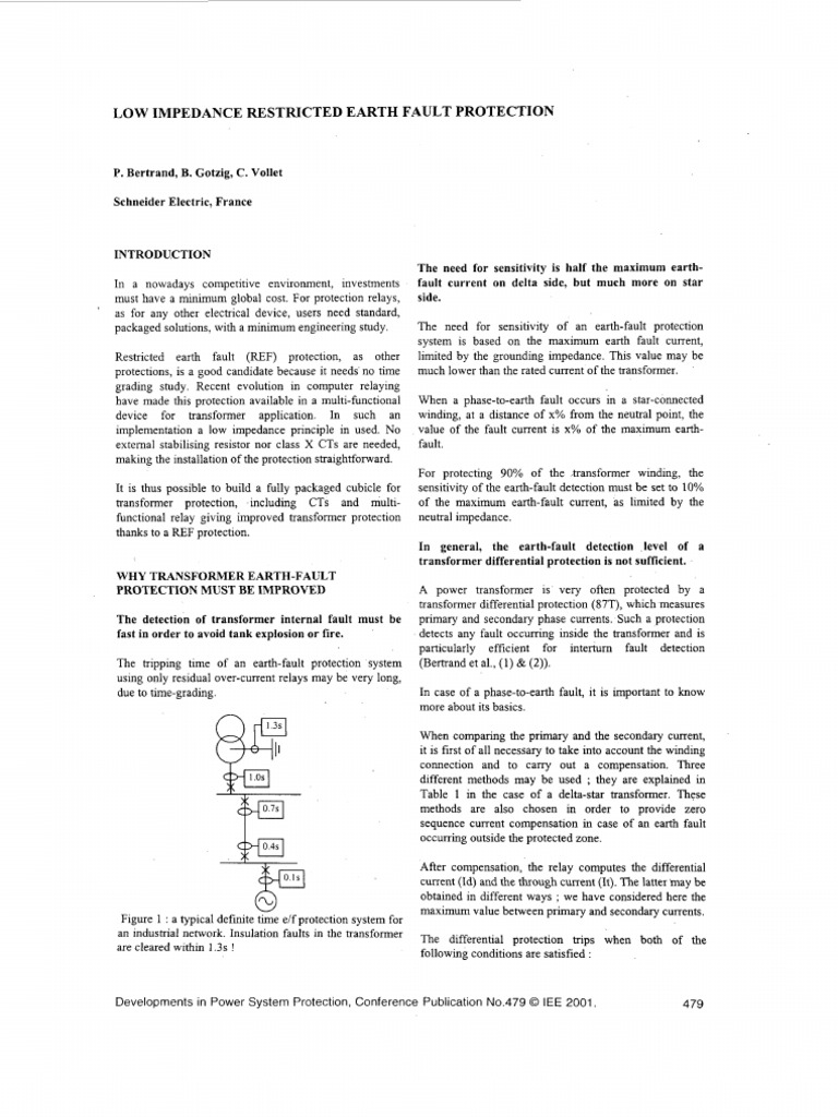 Low Impedance Restricted Earth Fault Protection | PDF | Transformer | Relay