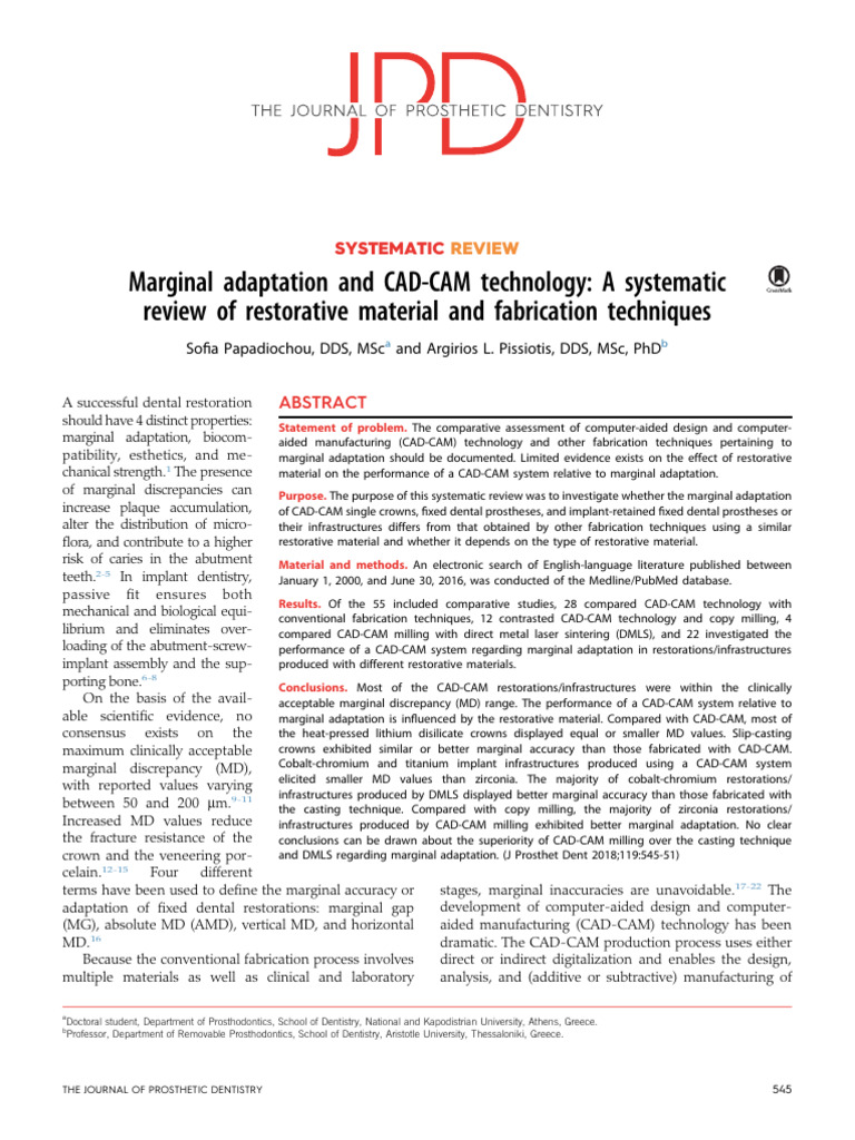 Marginal Adaptation and CAD-CAM Technology A Systematic Review of ...