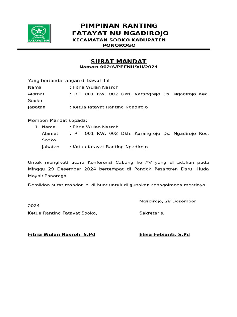 Surat Mandat | PDF