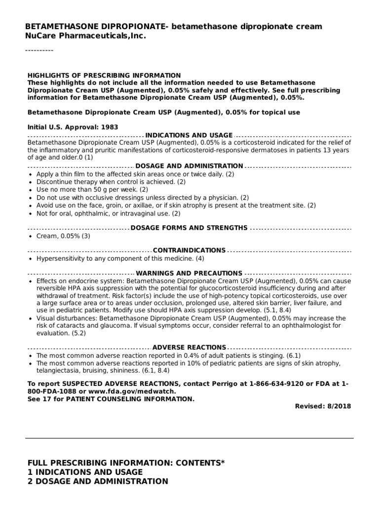 Betamethasone Dipropionate-Betamethasone Dipropionate Cream Nucare ...