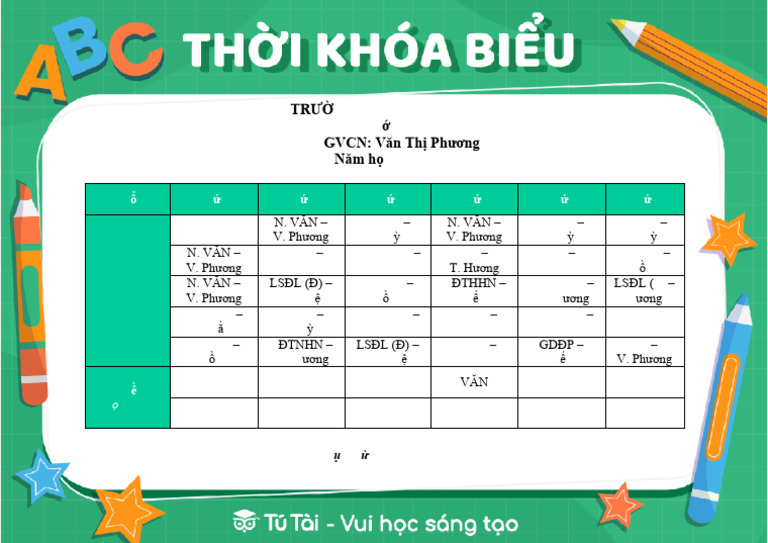 Thời Khoá Biểu 7a6 | PDF