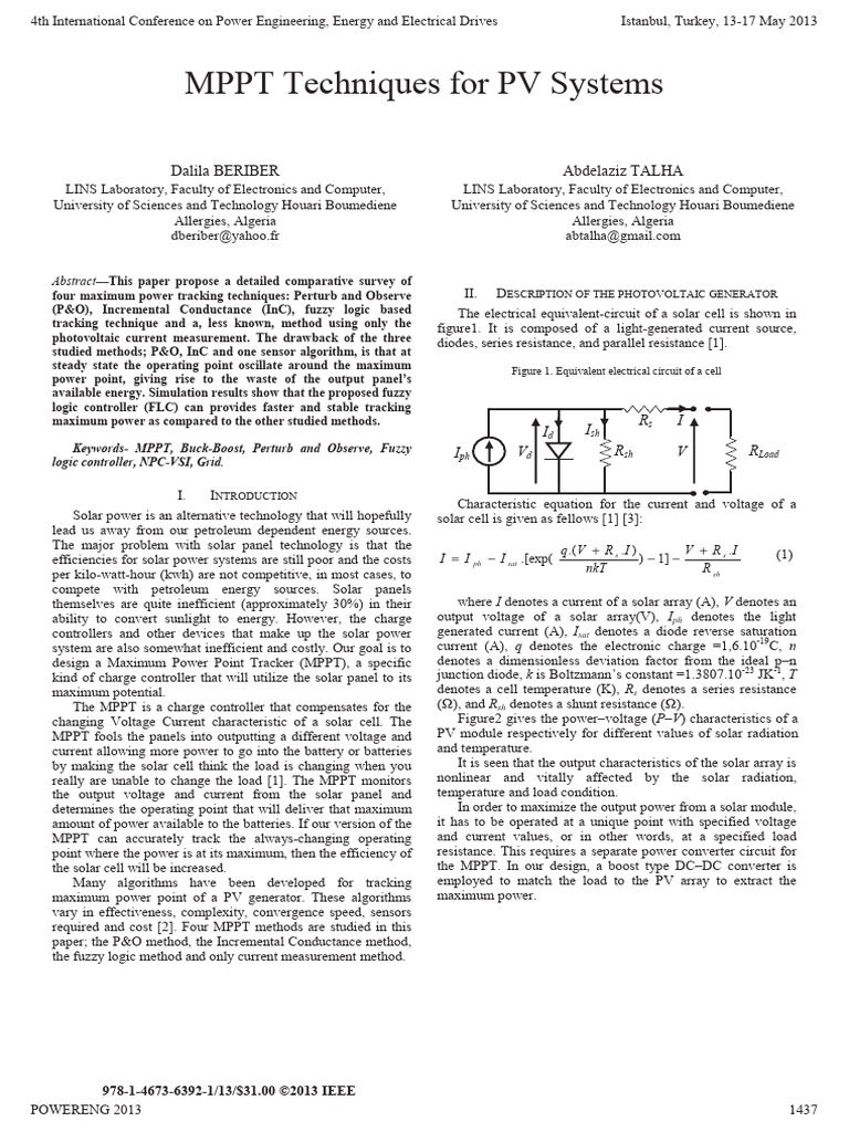 MPPT Techniques For PV Systems | PDF | Electronic Engineering | Power ...