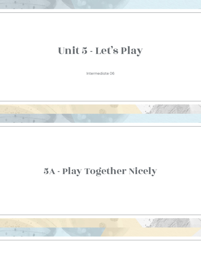 V5 - Unit 5 - Let's Play | PDF | Verb | Linguistic Typology