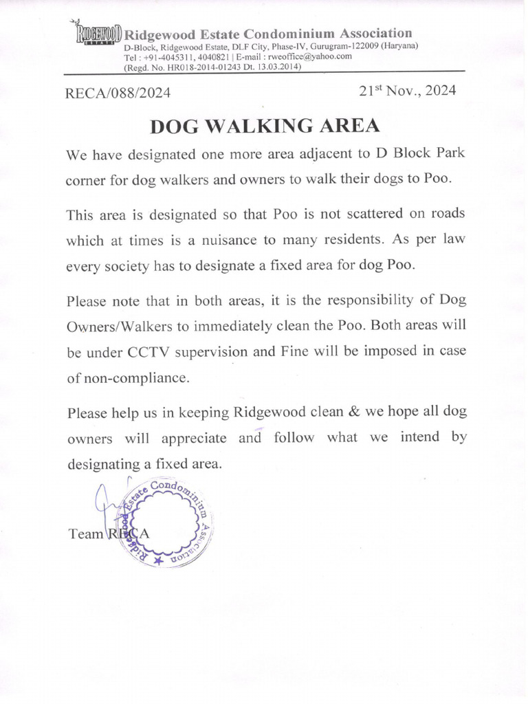 Dog Walking Area | PDF
